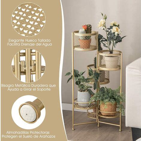 COSTWAY Soporte Para Plantas Del Metalde 6 Niveles Estante Plegable