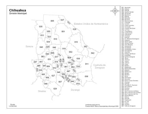 Mapa de Chihuahua con nombres a color Mapas de México para descargar