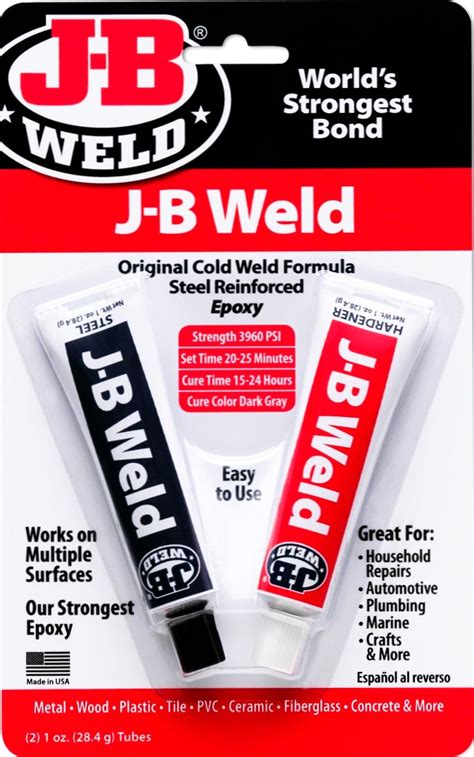 Original J B WELD 2 Part EPOXY GLUE Cold Weld Formula For Iron Steel