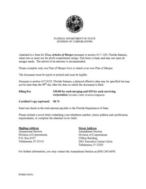 Fillable Online Attached Is A Form For Filing Articles Of Merger