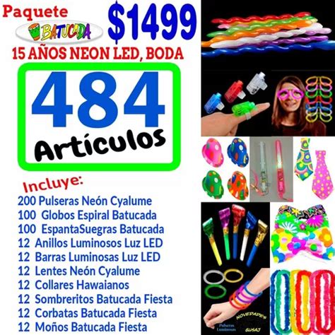 Pkt Batucada Kit Animaci N Fiesta Boda A Os Neon Led Meses Sin