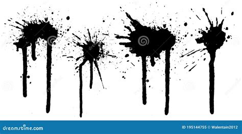 Vector Black And White Ink Splash Blot And Brush Stroke Spot Spray