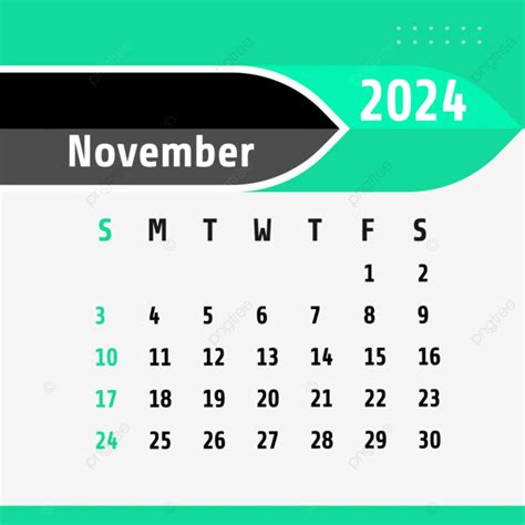 Calendário Transparente Novembro 2024 Vetor PNG Novembro De 2024
