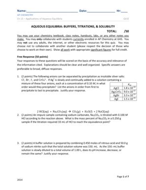 Fillable Online Ap Chemistry Period 02 H Ghs Chathamschools AQUEOUS