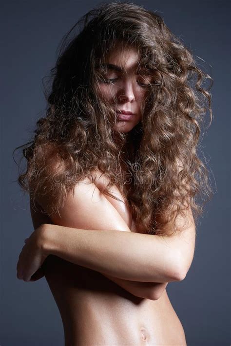 Naked Hairy Girl With Curly Hairdo Stock Image Image Of Lips