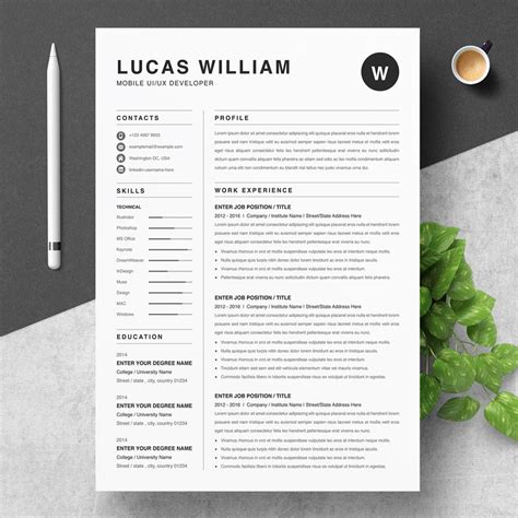 Resume Portfolio Ui Ux Developerresume Masterbundles