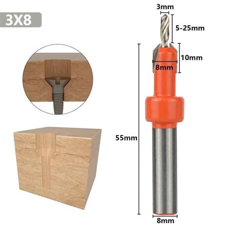 3x8mm XCAN mèche de toupie à bois mèche de fraisage perçage HSS tige