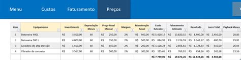 Planilha de Cálculo de Preço de Aluguel de Equipamentos Guia do Excel