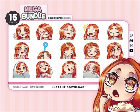 Twitch Emotes Ginger Hair Honey Brown Eyes Anime Girl Etsy