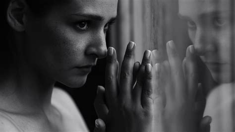 Wallpaper Face Women Hands Window Reflection Emotion Beauty