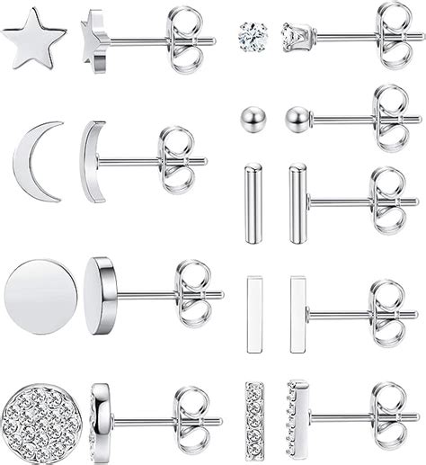 Amazon Fibo Steel Pairs Stainless Steel Star Moon Stud Earrings