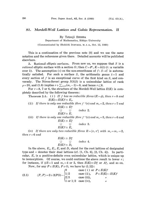 pdf mordell weil lattices and galois representation ii