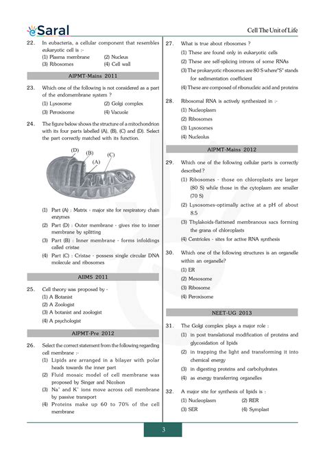 Cell The Unit Of Life NEET Previous Year Questions With Complete