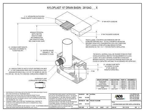 Documents 15 Drain Basin Quick Spec Installation Nyloplast Detail