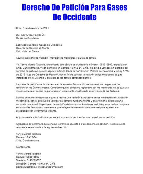 Derecho De Peticion Para Gases De Occidente TramitaloYa Co