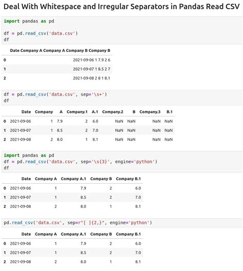 how to deal with whitespace and irregular separators in pandas read csv