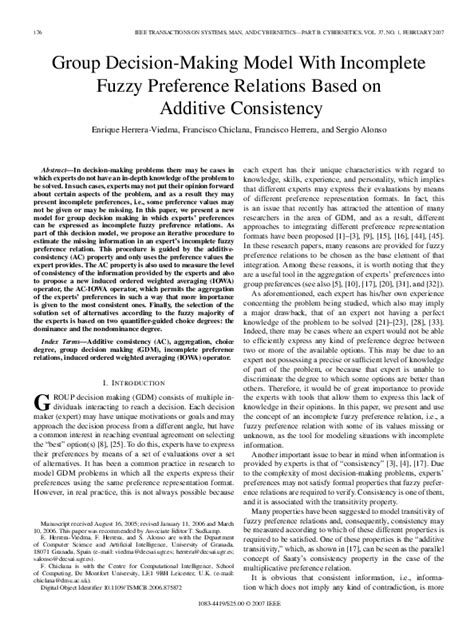 pdf group decision making model with incomplete fuzzy preference relations based on additive