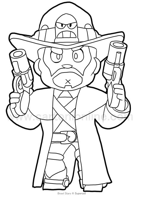 Gunslinger Colt From Brawl Stars Coloring Page