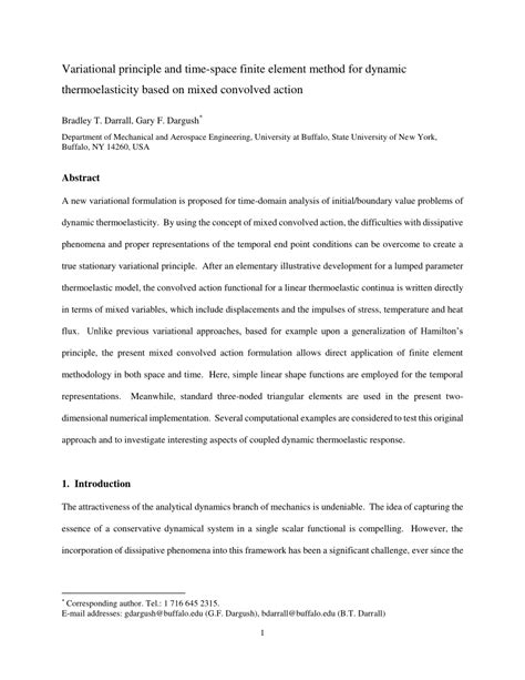 pdf variational principle and time space finite element method for dynamic thermoelasticity