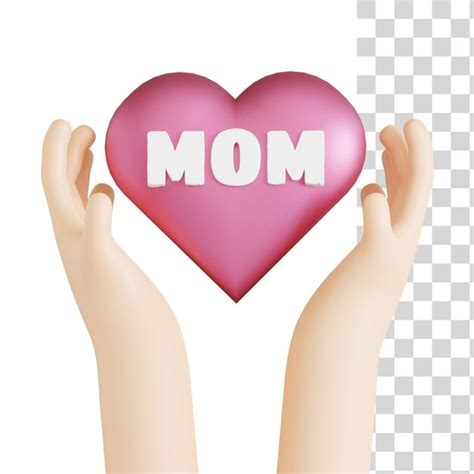 Premium PSD A Pink Heart With The Word Mom On It
