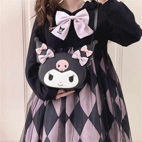 Bandolera Kuromi Sanrio Kawaii Negro Tienda Moda Kawaii Lindo