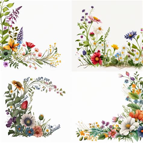 Watercolor Floral Borders Commercial Use Wild Flowers Watercolor