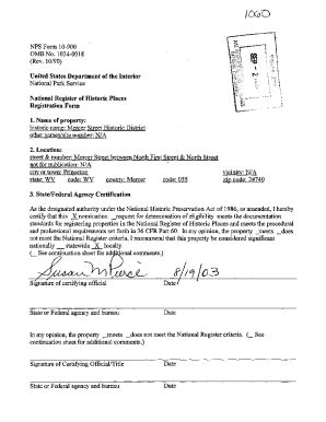 Fillable Online NPS Form 10 900 OMB No 10024 0018 United States