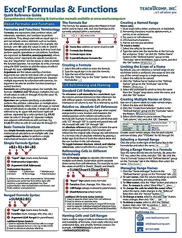 Microsoft Excel Formulas And Functions Laminated Quick Reference