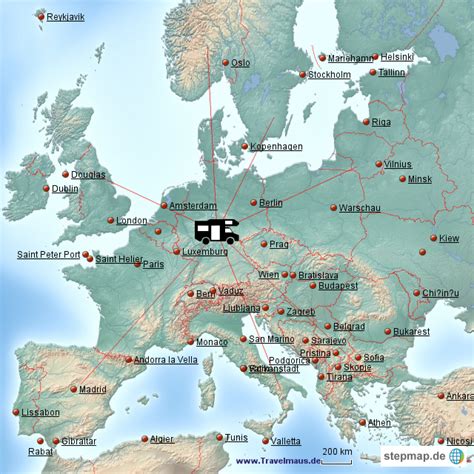 StepMap Hauptstädte Europas Landkarte für Deutschland