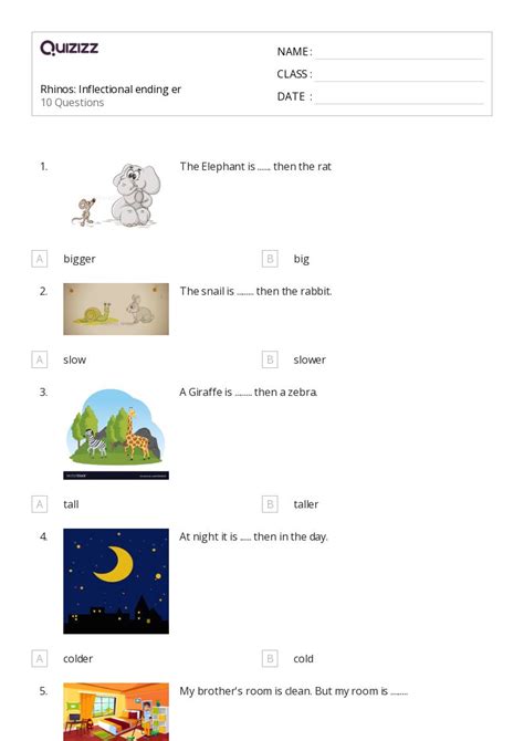Inflectional Endings Worksheets For St Class On Quizizz Free