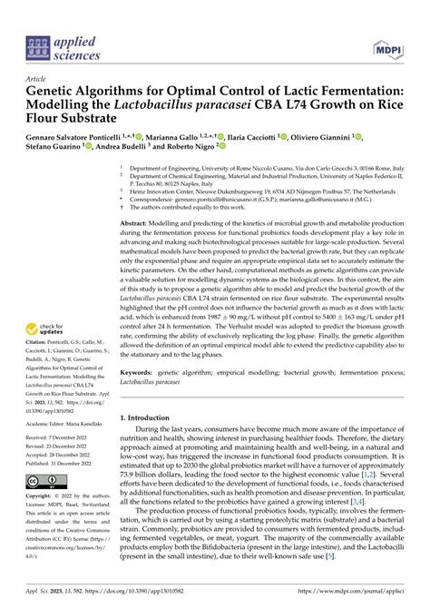 pdf genetic algorithms for optimal control of lactic fermentation modelling the lactobacillus
