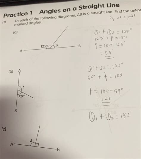 Solved Practice 1 Angles On A Straight Line 1 In Each Of The