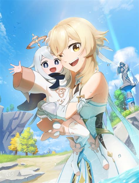Lumine And Paimon Genshin Impact Drawn By Thinny062541 Danbooru