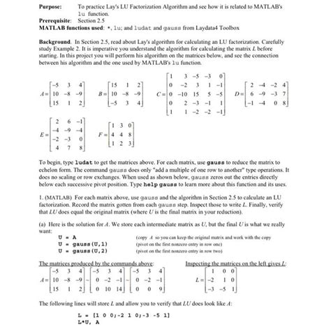 solved purpose to practice lay s lu factorization algorithm