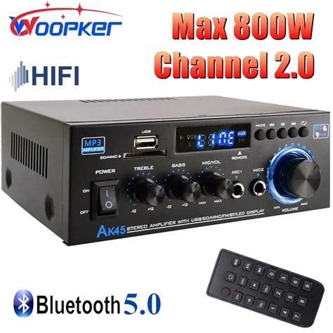 Woopker HiFi wzmacniacz cyfrowy AK45 Bluetooth MP3 kanałowy wzmacniacz