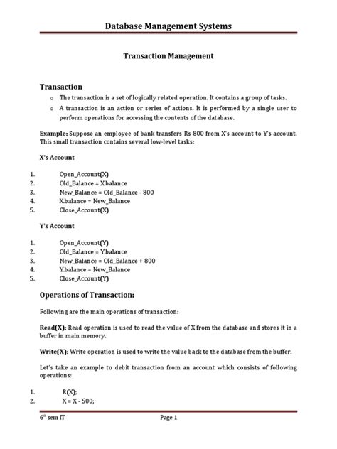 dbms transaction management notes pdf database transaction information management