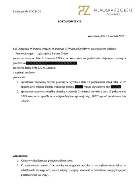 WYGRANA Z BANKIEM BPH S A Blog PZ Adwokaci