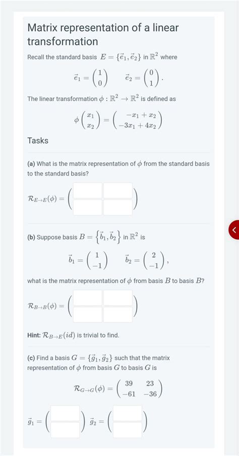 [solved] matrix representation of a linear transformat