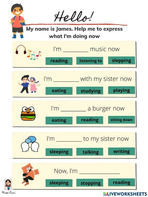 Present Continuous Worksheet Present Continuous Tense Present