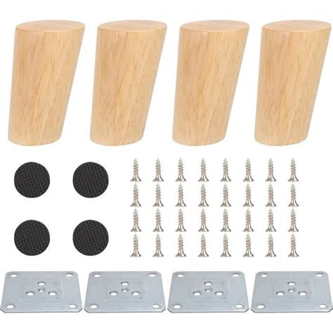Lot de 4 pieds de meuble en bois pieds de meuble coniques inclinés de