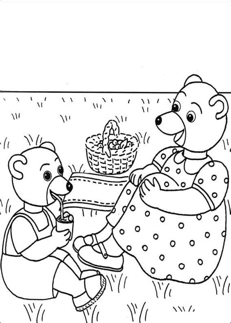 Coloriage Petit Ours Brun en Pique nique télécharger et imprimer