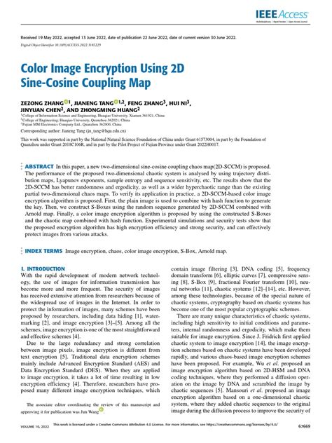color image encryption using 2d sine cosine coupling map pdf chaos theory