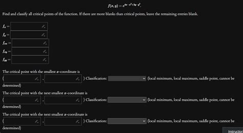 solved f x y e4x−x2 2y−y2 find and classify all critical