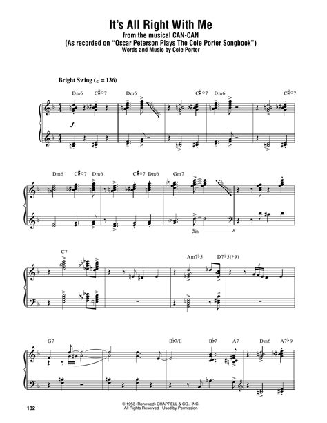 Oscar Peterson It S All Right With Me Sheet Music