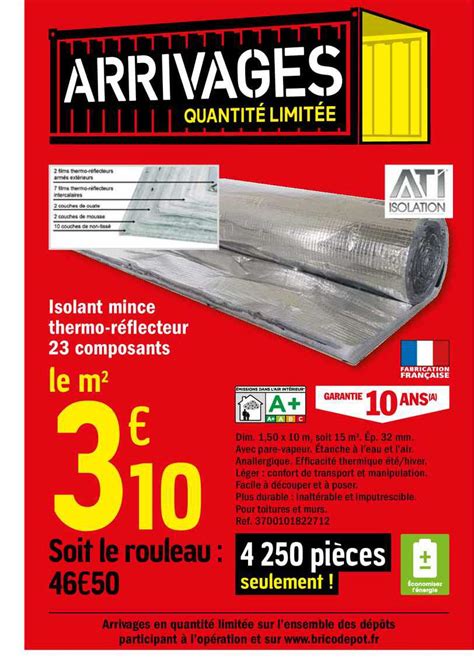 Promo Isolant Mince Thermo Réflecteur 23 Composants chez Brico Dépôt