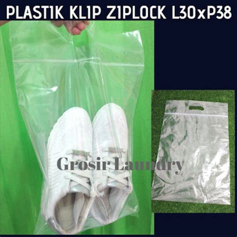 Jual Isi 50 Lembar Plastik Jinjing Ziplock Sepatu Baju Laundry Klip
