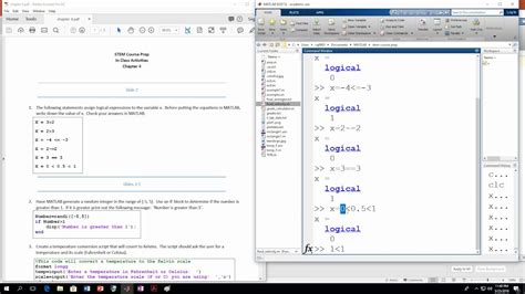 matlab relational expressions examples youtube