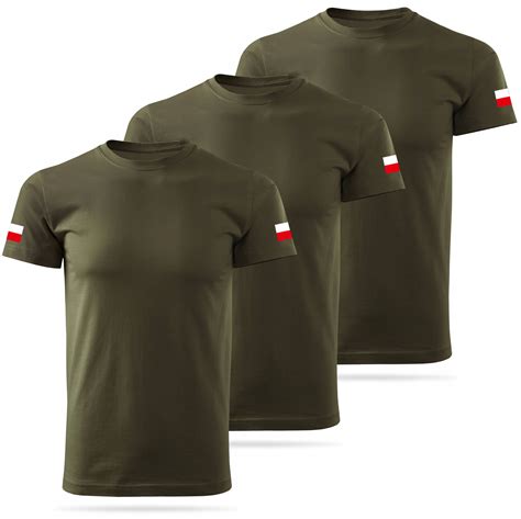 Wojskowa Koszulka Mundurowa T Shirt Z Flagami Polski MON WOT 3 PAK