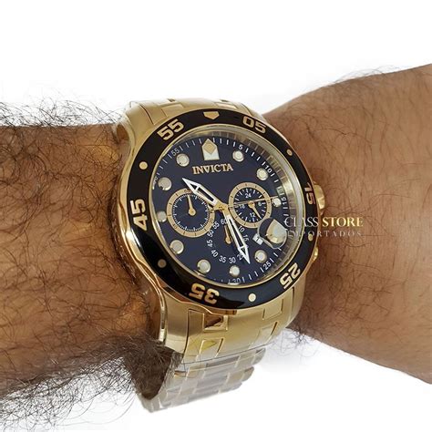Relógio INVICTA Original Pro Diver 0072 Banhado a Ouro 18kt Cronógrafo