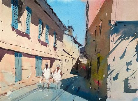 Shutters And Shadows Bergerac France Tim Wilmot Original Watercolors